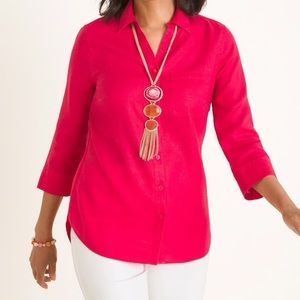 Chico's | Tops | Chicos Red Linen Noiron Shirt Nwt | Poshmark